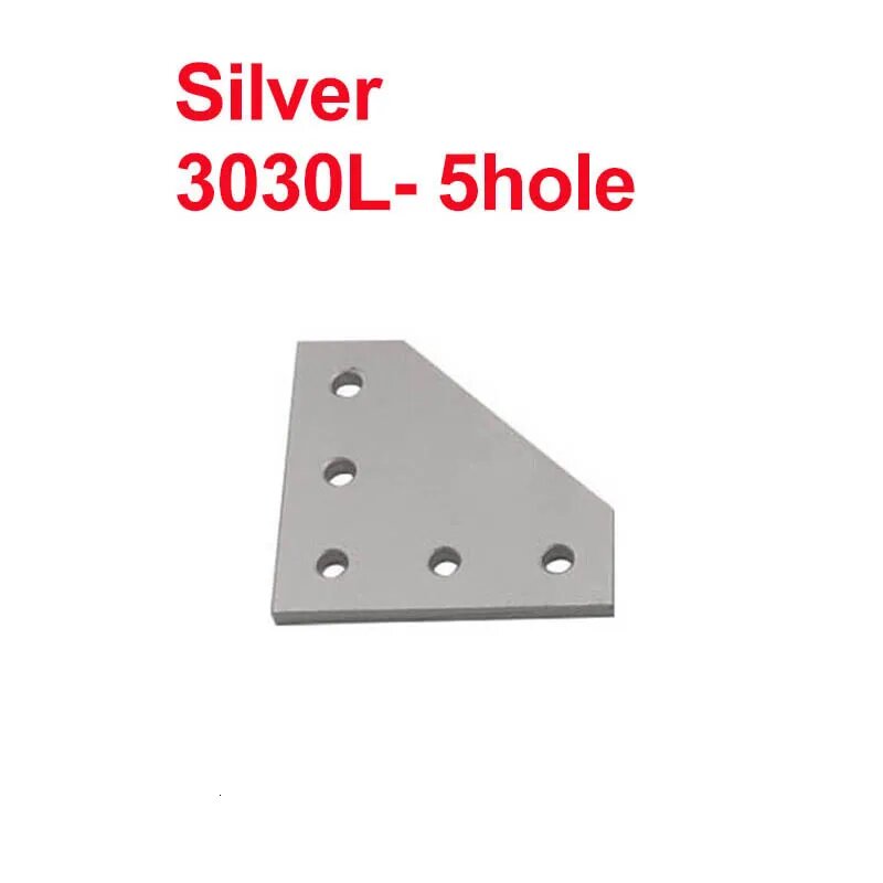 Серебристый угловой кронштейн 3030L-5 hole