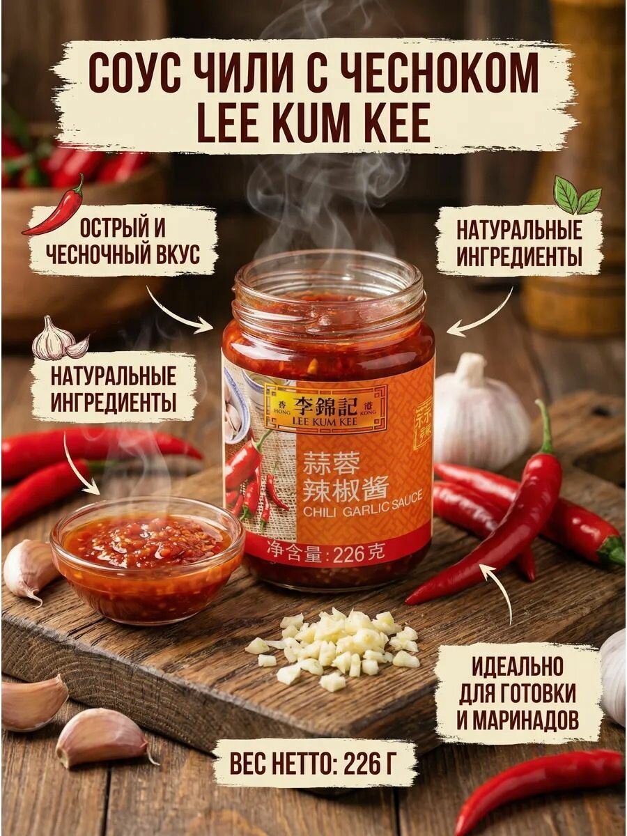 Соус чили с чесноком Lee Kum Kee Chili garlic, 226 г