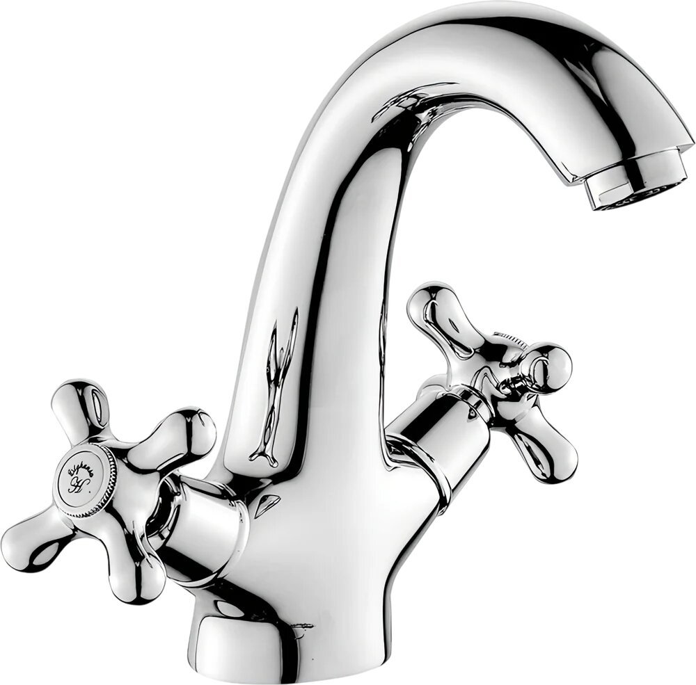 Смеситель для раковины Elghansa Retro Chrome 1902754 хром, глянцевый, кран для ванной в раковину, из латуни