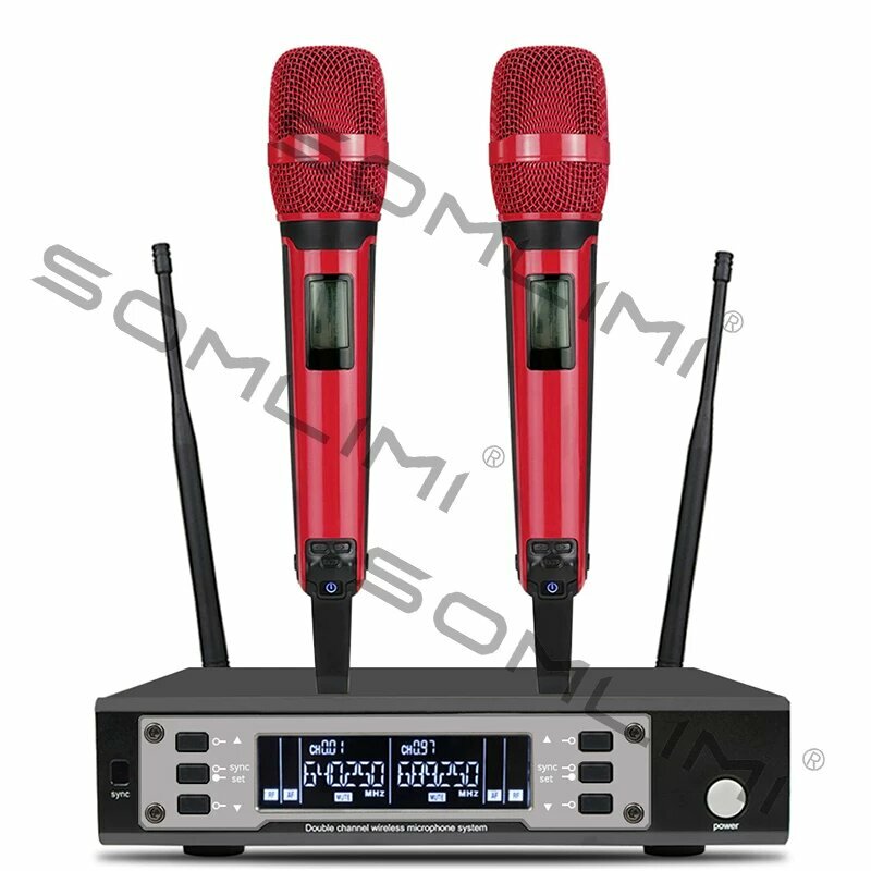 SOMLIMI EW135G4 Двойной красный беспроводной микрофонный набор для сцен и свадеб