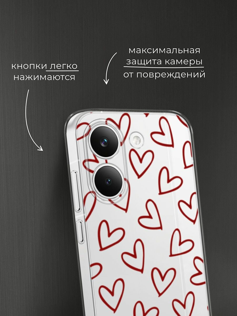 Чехол на Poco X8 Pro / Поко X8 Про с принтом Little hearts doodles 2, прозрачный — фото 1