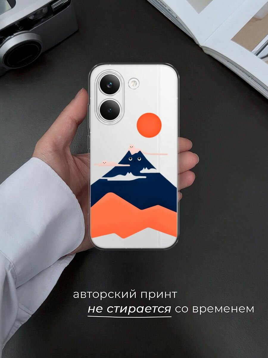 Чехол на Poco X8 Pro / Поко X8 Про с принтом Кот-гора, прозрачный — фото 1