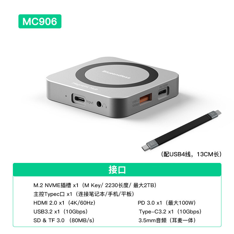 Корпус для SSD M.2 NVME 2230 с магнитным креплением, HDMI, быстрой зарядкой, USB3.2, хаб-расширитель для ноутбука