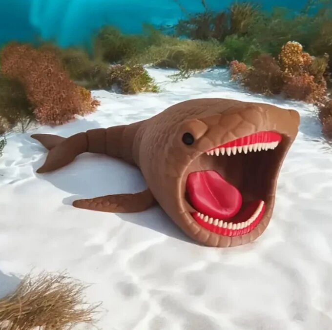 Коричневый с красным клювом морское чудовище Кракен 3D-печатная фигурка