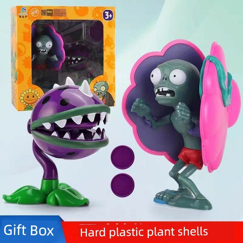 Plants vs. Zombies Твердый Хищник + Зомби-Шелл Игровой Набор, Коллекционная Игровая Аксессуар, Высота 10см,