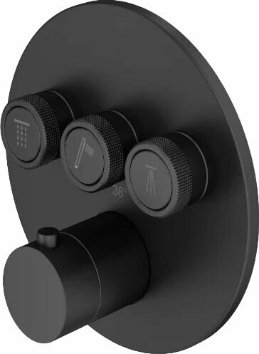 Термостатический смеситель встраиваемый Plumberia Selection PSBOX PSB1903NO С внутренней частью, из нержавеющей стали, рычажный, настенный, черный, матовый, с керамическим картриджем