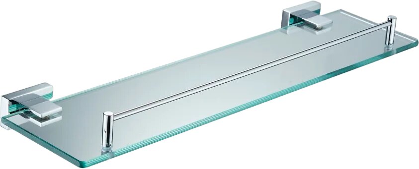 Полка под зеркало BELZ B902 B90207 50 см, прямая, стеклянная, из нержавеющей стали, хром, глянцевая, полка для ванной, с бортиком