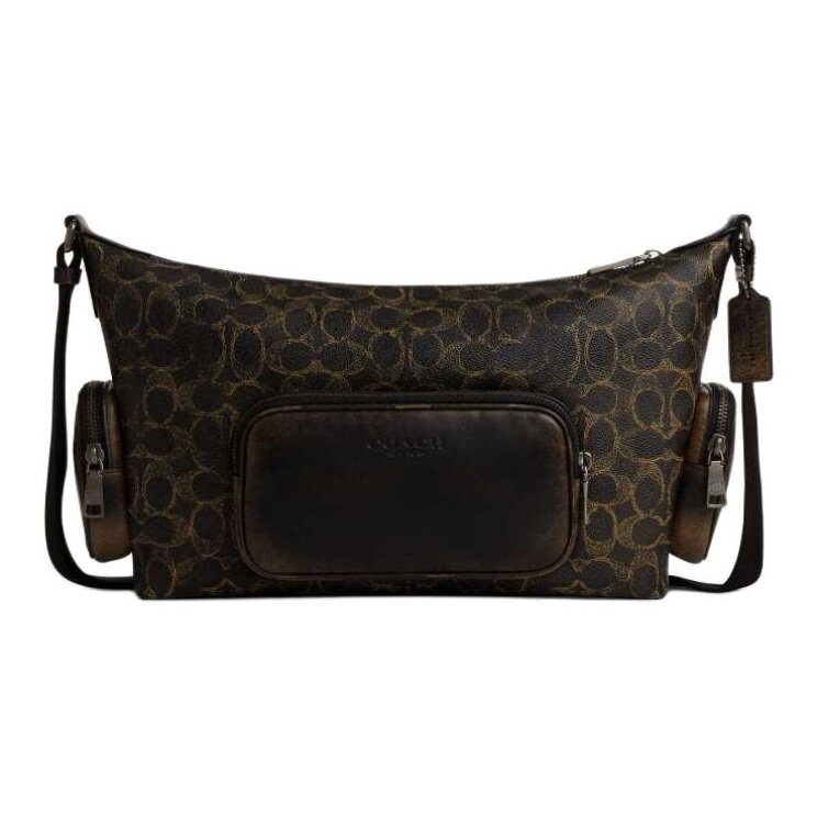 Сумка Coach, фактура тиснение, черный — фото 1