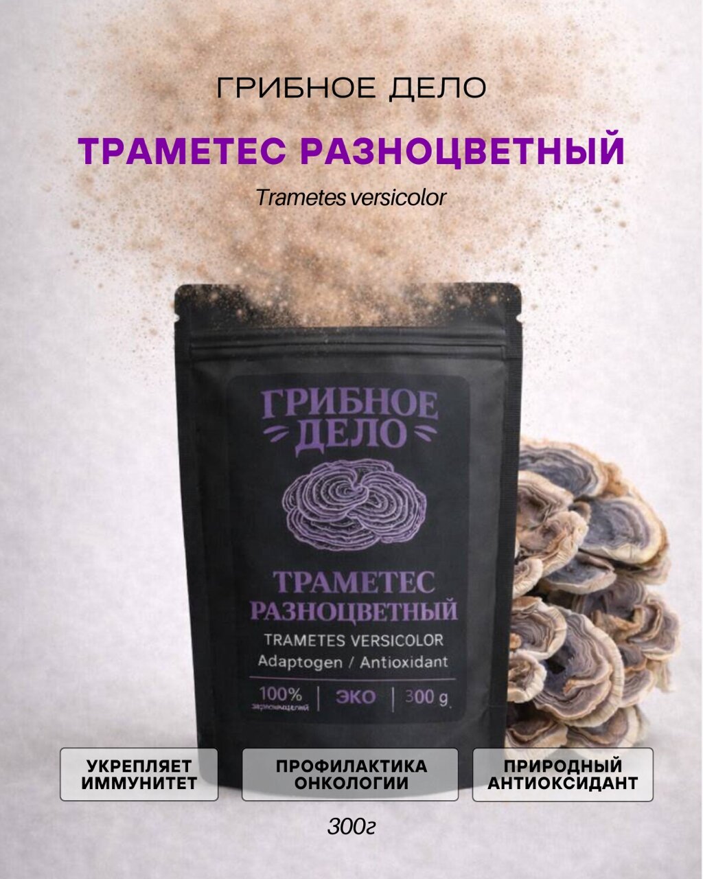Траметес разноцветный 300г Грибное Дело