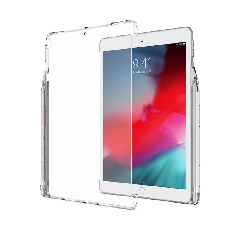 Чехол для iPad 9 10.2 (9-го поколения) 2021 года, без защитного края, с отсеком для стилуса, прозрачная силиконовая