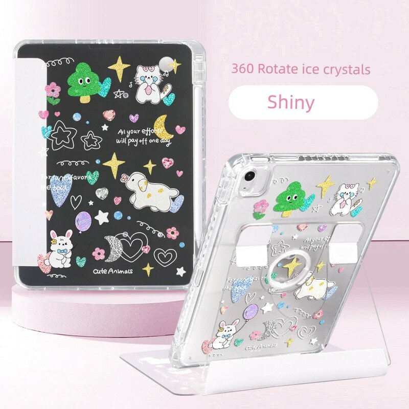 IPad Air7 2025 11-дюймовый M3 Двойной ледяной кристалл Сверкающий 720° поворотный стенд