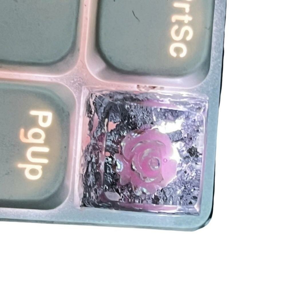 Ключи-капсулы камелии из смолы, Pink silver paper