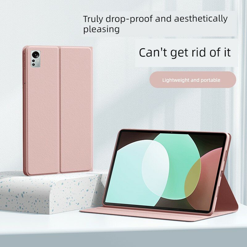 Книжный чехол для планшета Mi Pad 6 Max с закаленным стеклом - Светло-розовый