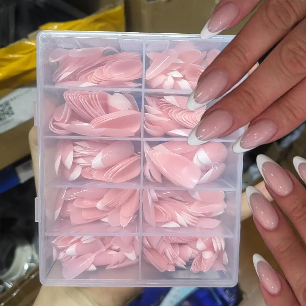 Розовые французские накладные ногти ABS 360pcs