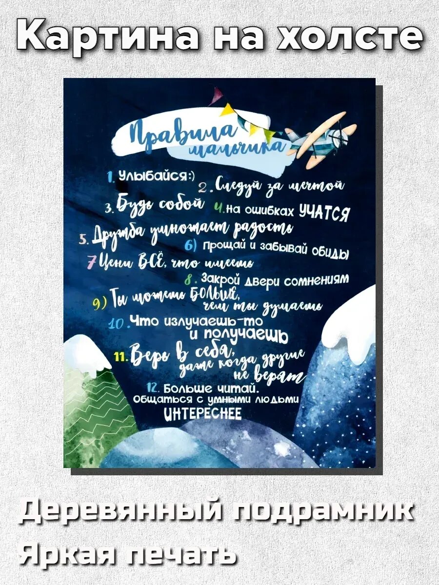 Картина (постер) на стену на холсте 55х70 см
