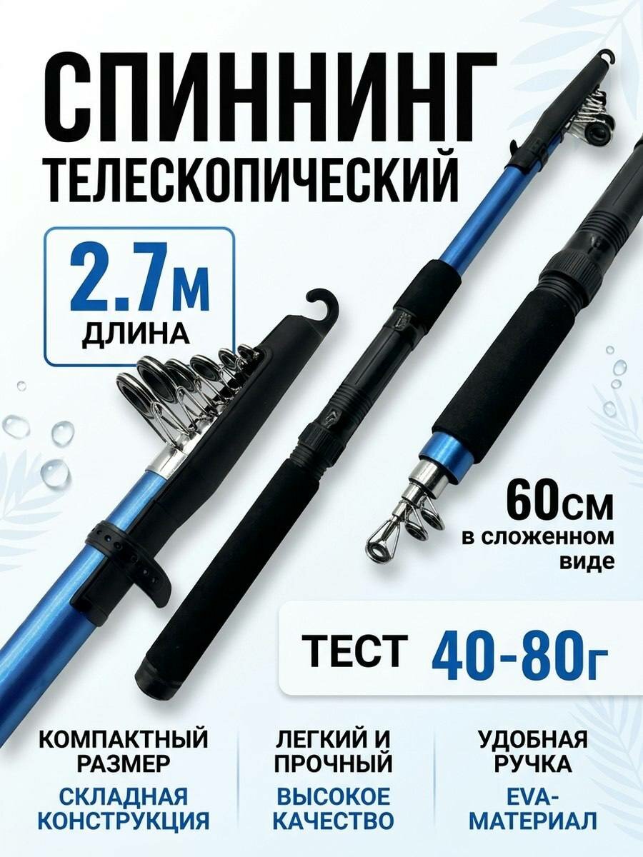 Спиннинг, рабочая длина 270 см, до 80 гр.