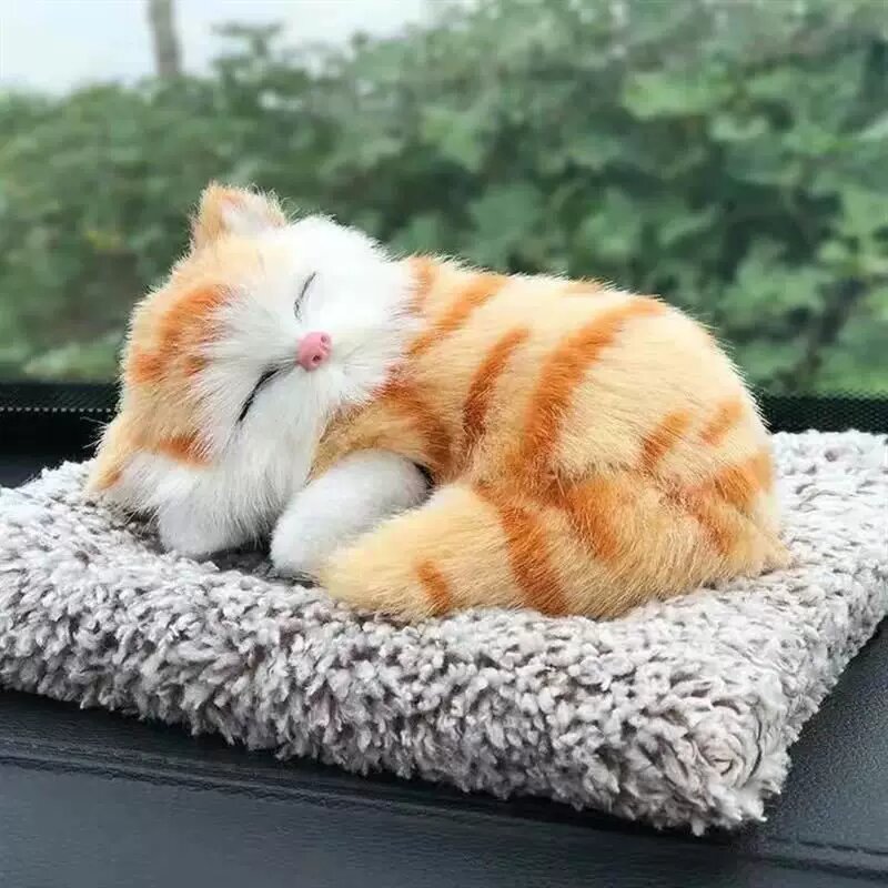 Подделка мяукающей кошки с пледом в оранжевом цветочном узоре, 12 см высотой, интерактивная игрушка