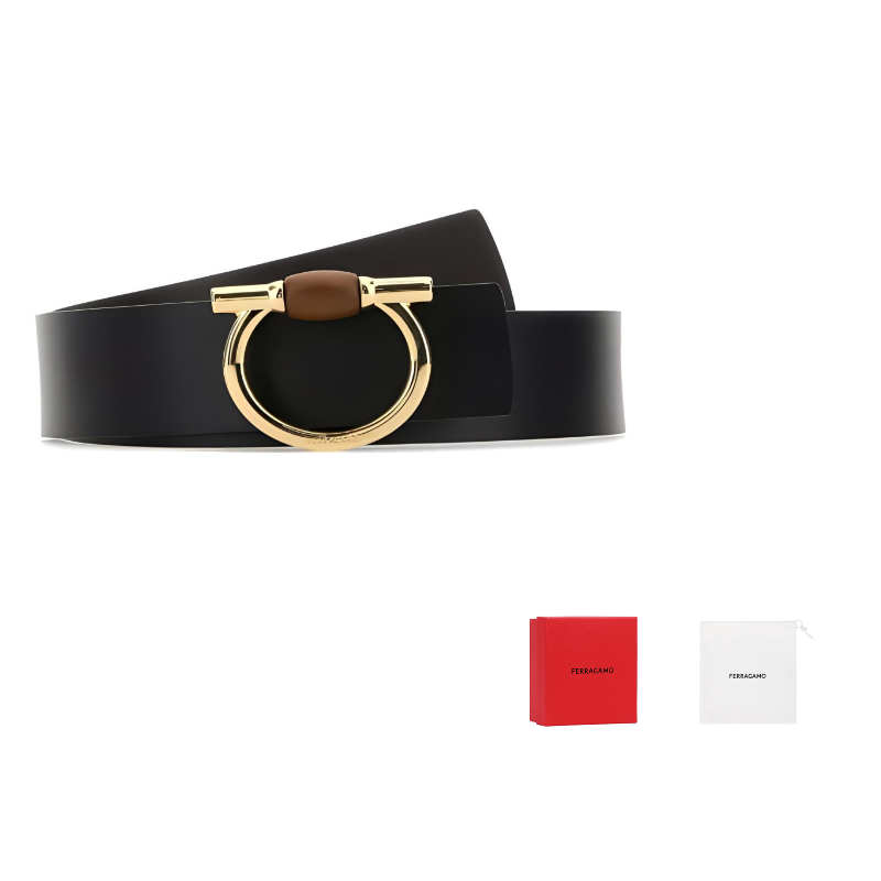 FERRAGAMO Телячья кожа Кожаные ремни Женские Черный Ширина 5CM 75