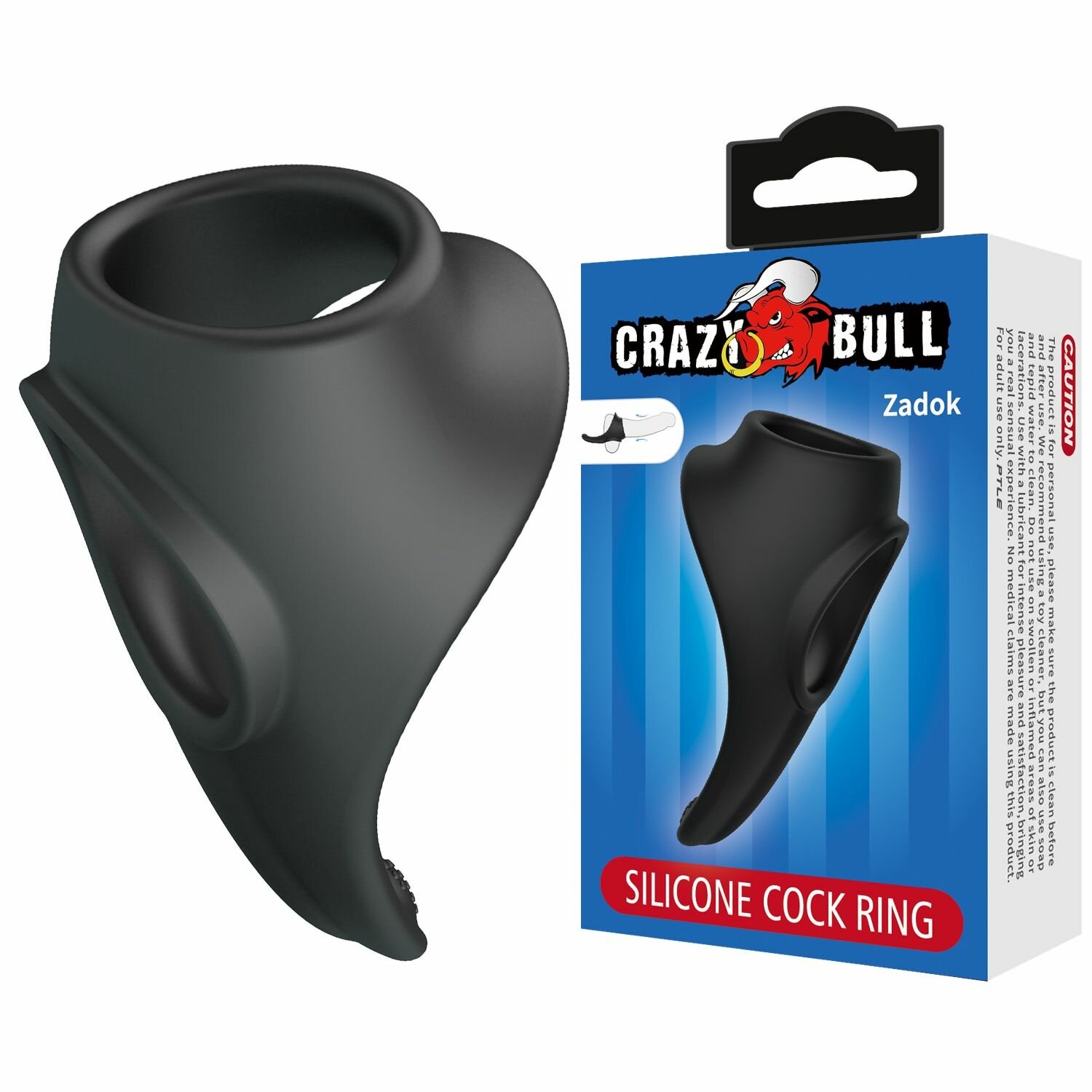 Эрекционное кольцо двойное из силикона растягивающееся CRAZY BULL черное