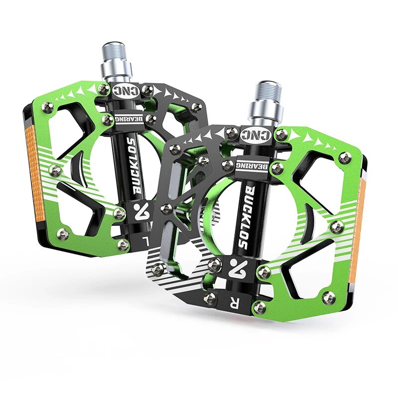 BUCKLOS Велосипедные педали алюминиевые разноцветные Зеленый, AL-BLACK GREEN
