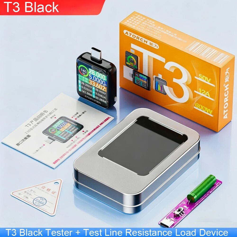 ATORCH T3 Black Tester + Test Line Resistance