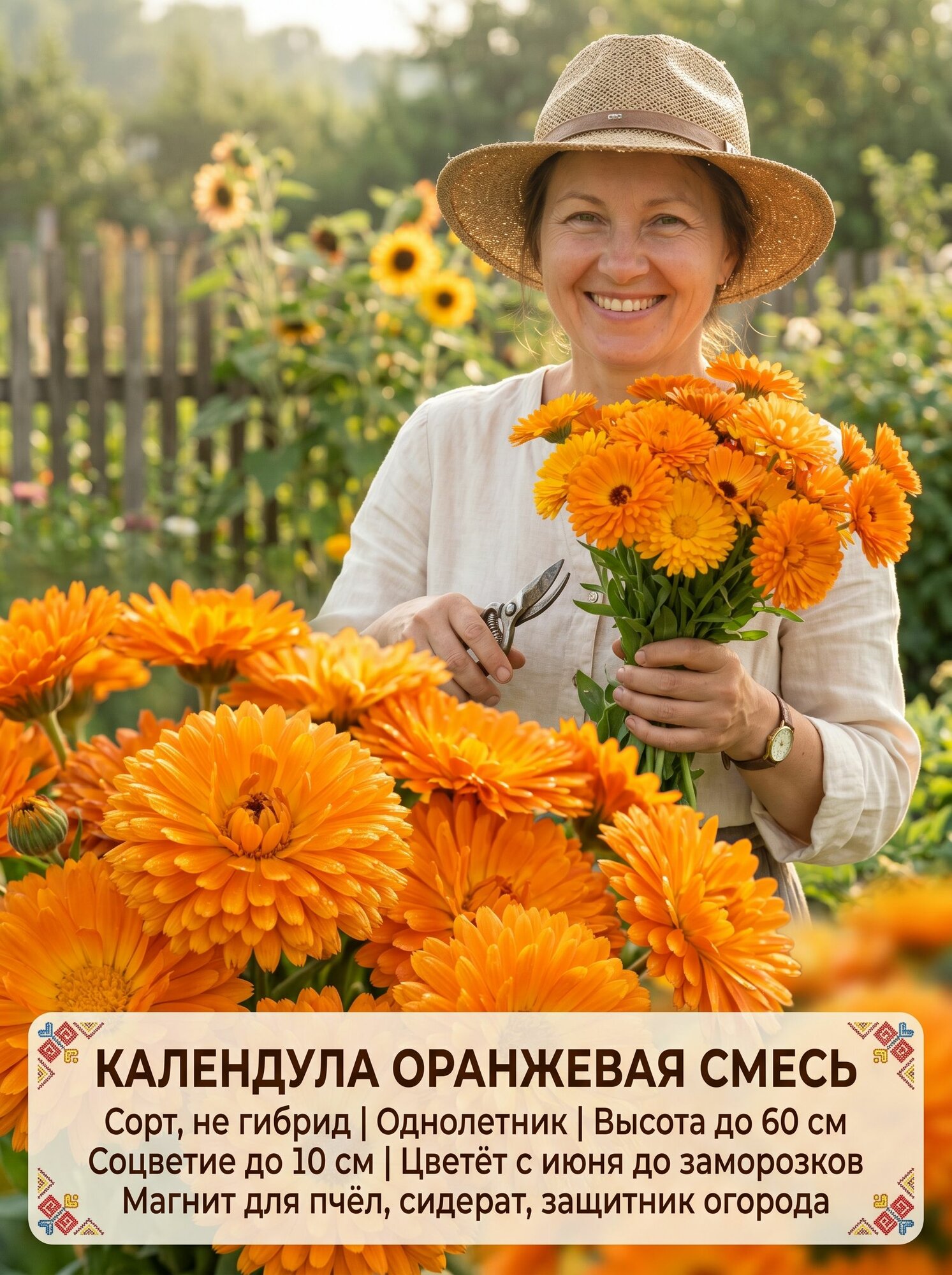 Семена Календула Оранжевая смесь ноготки 0,15 г. Однолетник до 60 см. Сидерат и защита огорода от вредителей