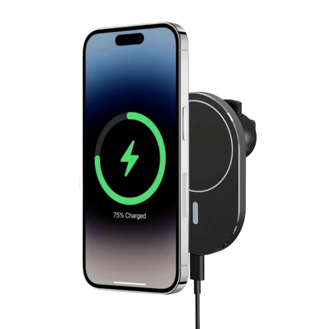 Держатель магнитный с беспроводной зарядкой ISA 15W, автомобильный, черный