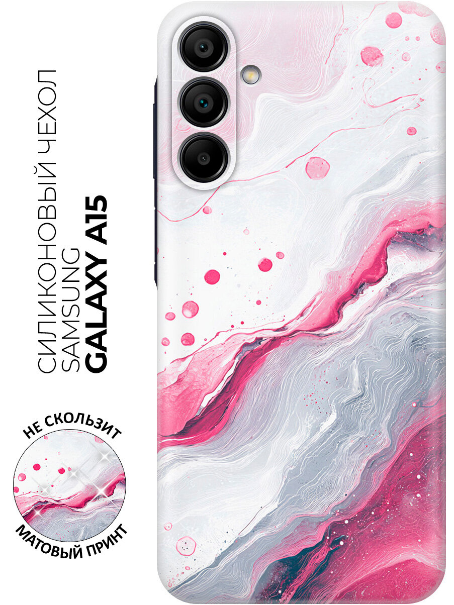 Силиконовый чехол на Samsung Galaxy A15 с принтом "Бело-розовый срез"