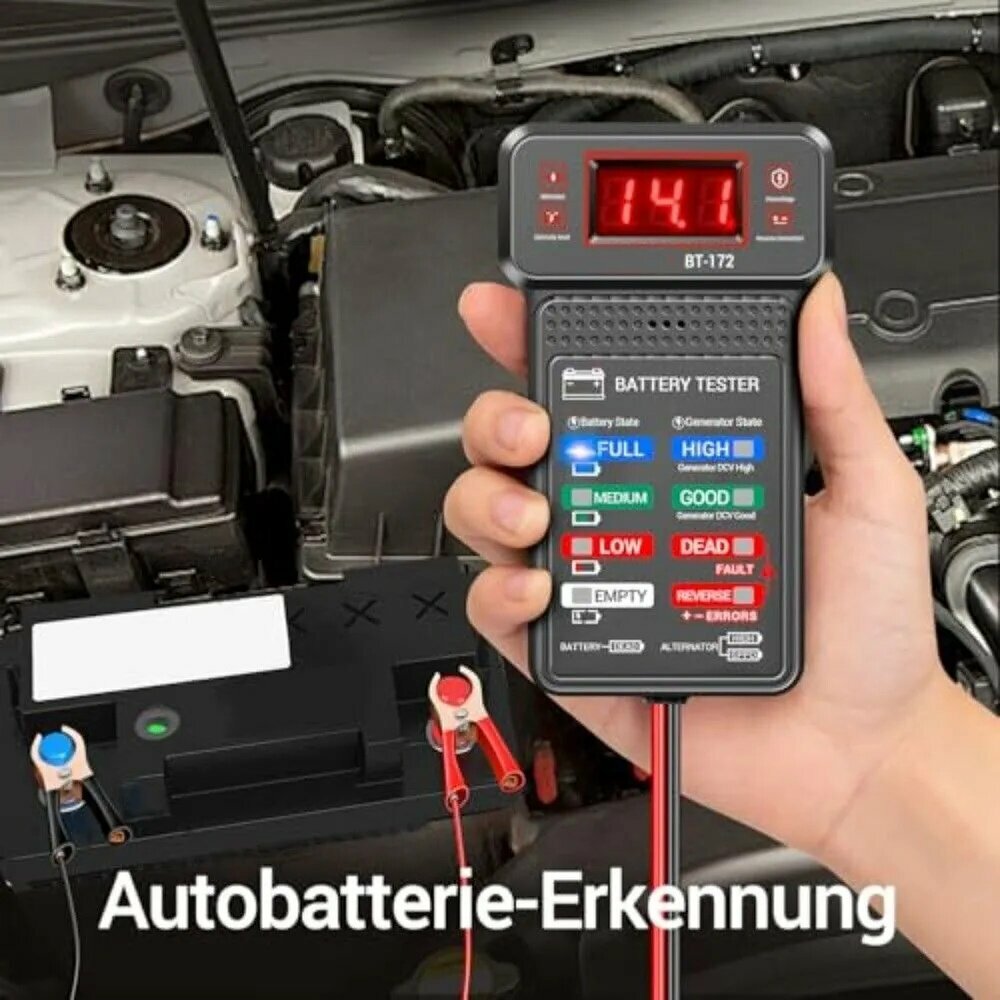 Цифровой тестер аккумулятора 12В, анализатор зарядки с LCD