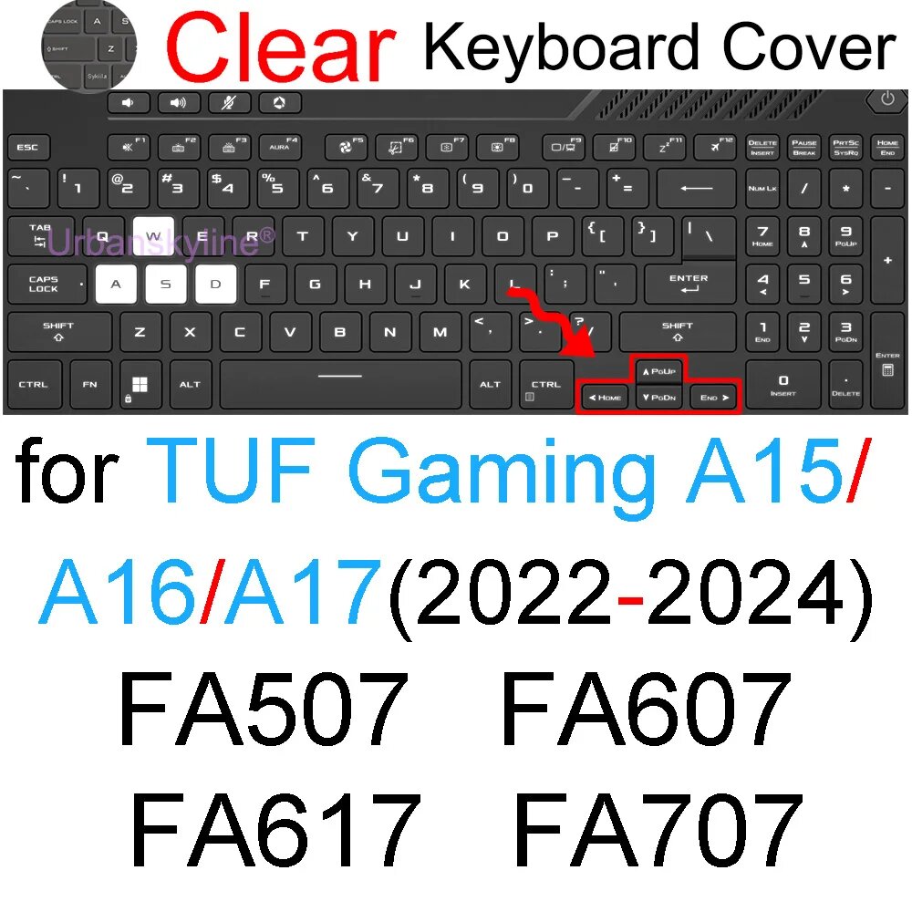 Clear силиконовый чехол для клавиатуры ASUS TUF Gaming A15/A16/A17 (2022-2024)