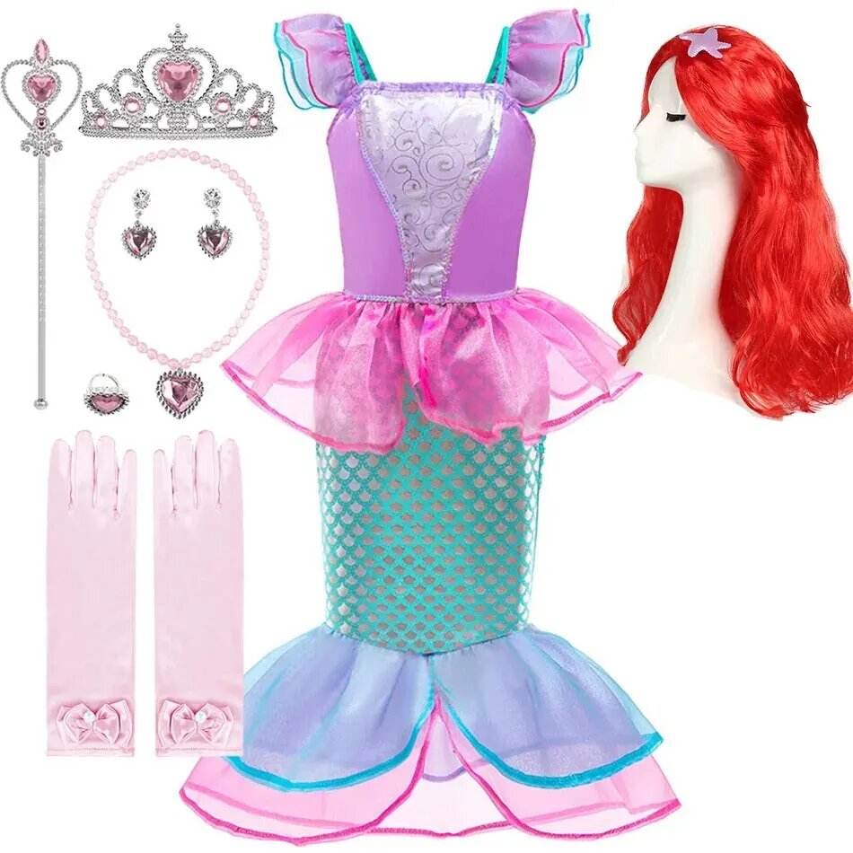Платье-костюм русалочки для девочки, Size 130, DD14 Set 03