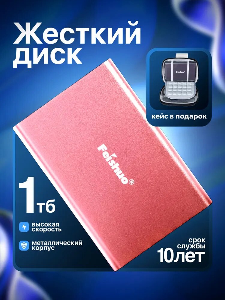 Feishuo 1 ТБ Внешний жесткий диск F202 (Pb), Металл, серый, серебристый
