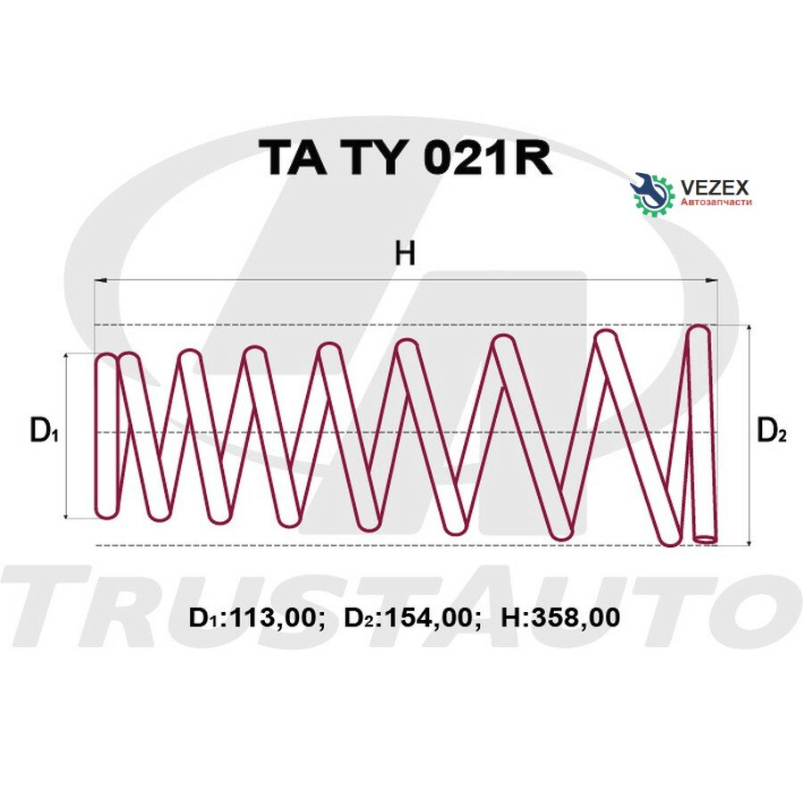 TRUSTAUTO TATY021R Пружина подвески усиленная (TA), TA TY 021R