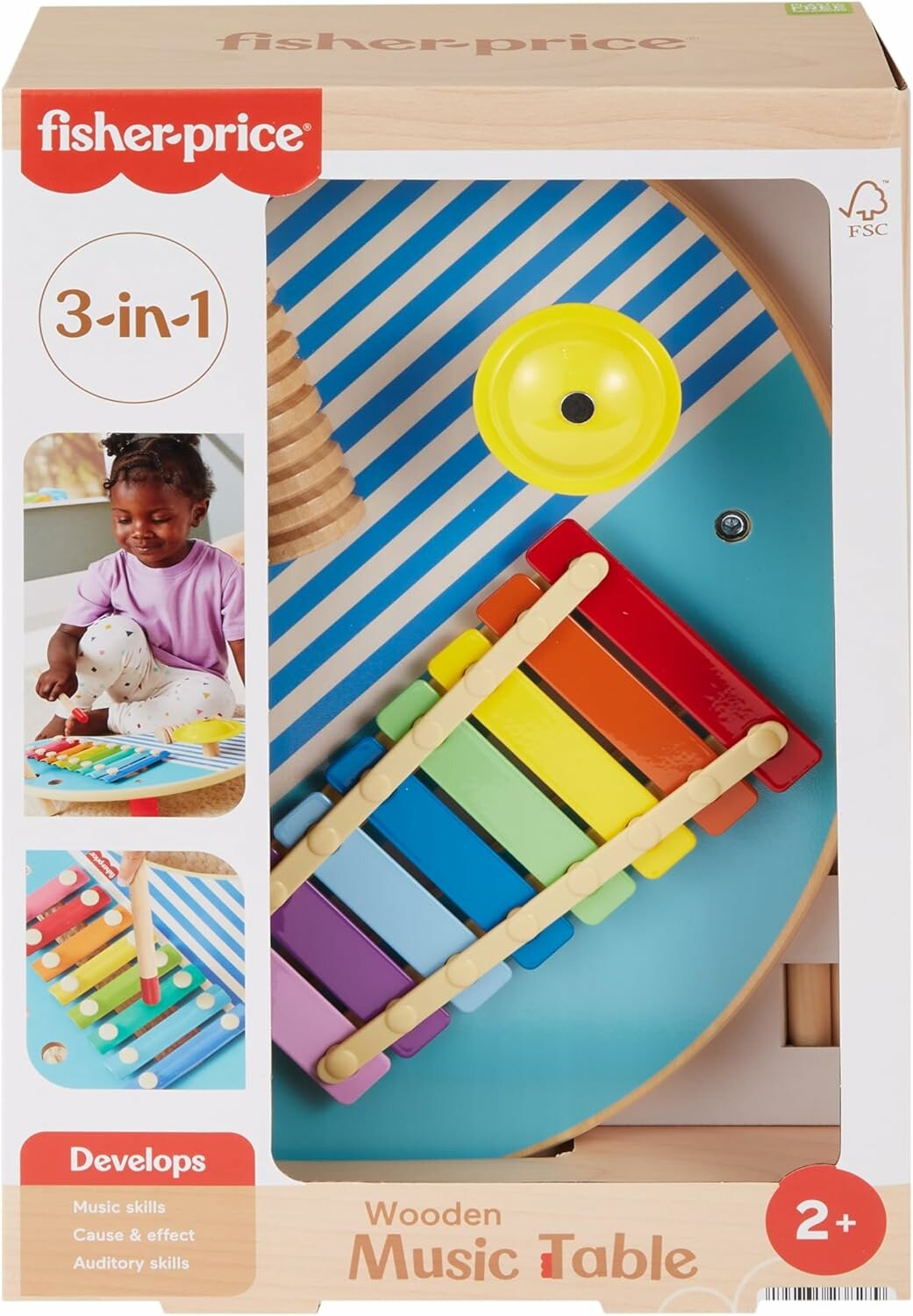 Развивающая игрушка Fisher-Price - Деревянный музыкальный столик, от 2+ лет. - Фишер Прайс HXT91