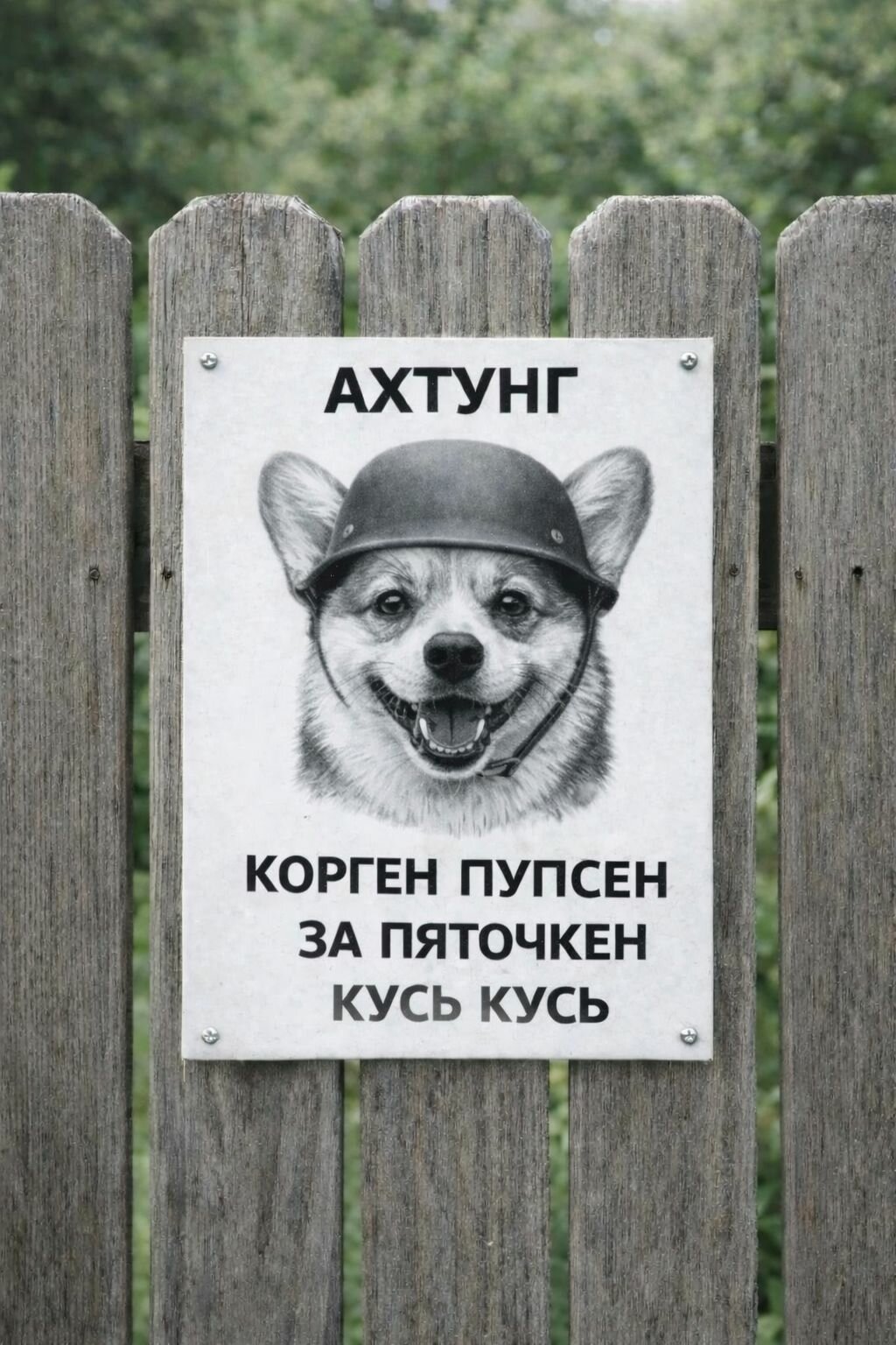 Информационная табличка "Корги" 200x150 мм из пластика 3 мм (Ф)