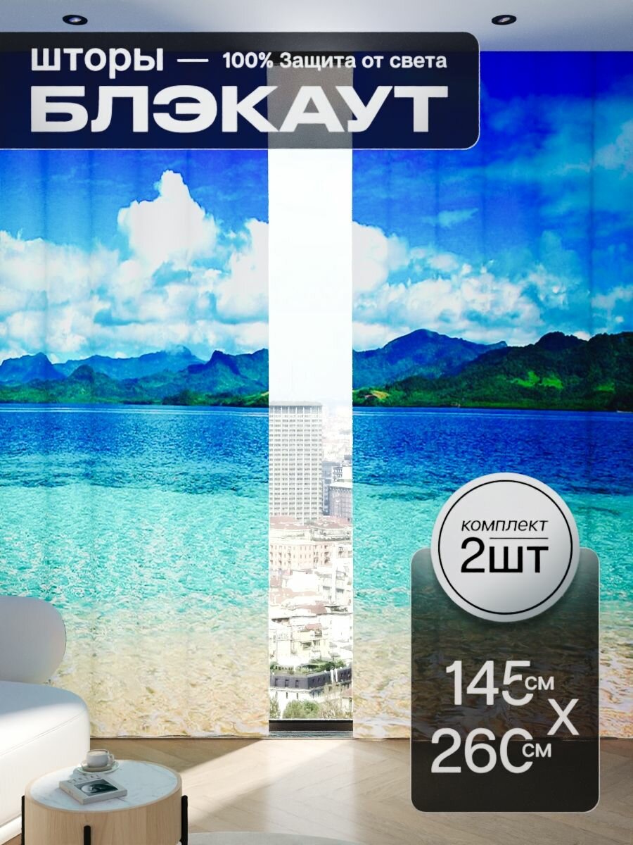 Шторы блэкаут 145x260 см 2 шт на окна плотные комплект