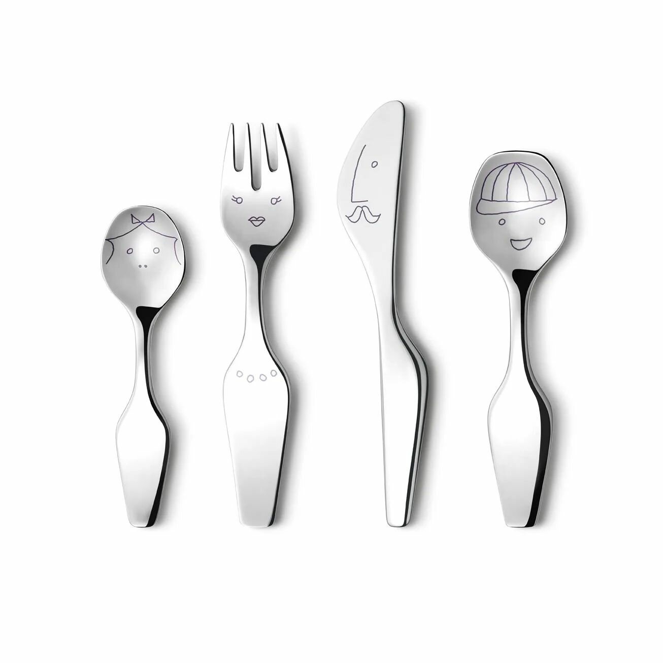 Столовые приборы Georg Jensen Alfredo Haberli The Twist Family из нержавеющей стали, 4 предмета, цвет серебро