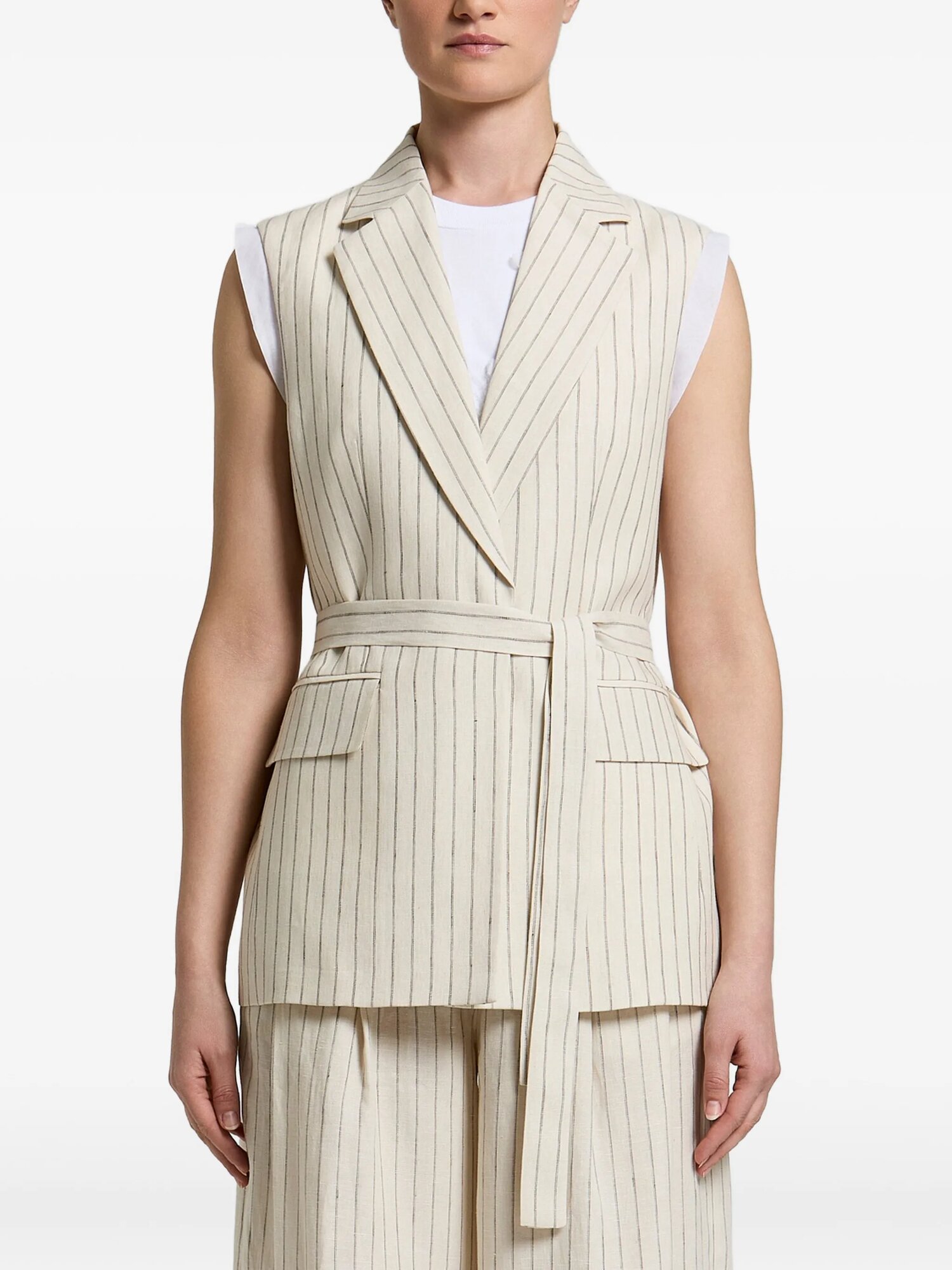 Куртка Pinstripe-pattern belted jacket