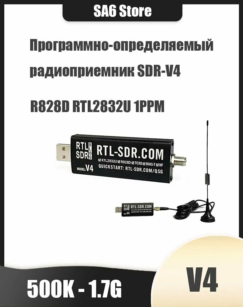 RTL-SDR Blog V4 R828D RTL2832U 1PPM программно-определяемый радиоприемник SDR