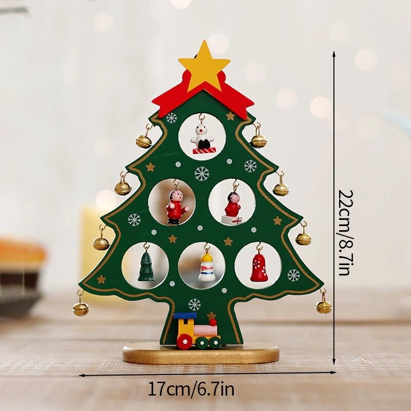 Деревянная рождественская елка с подвесками, S6 Christmas Decor