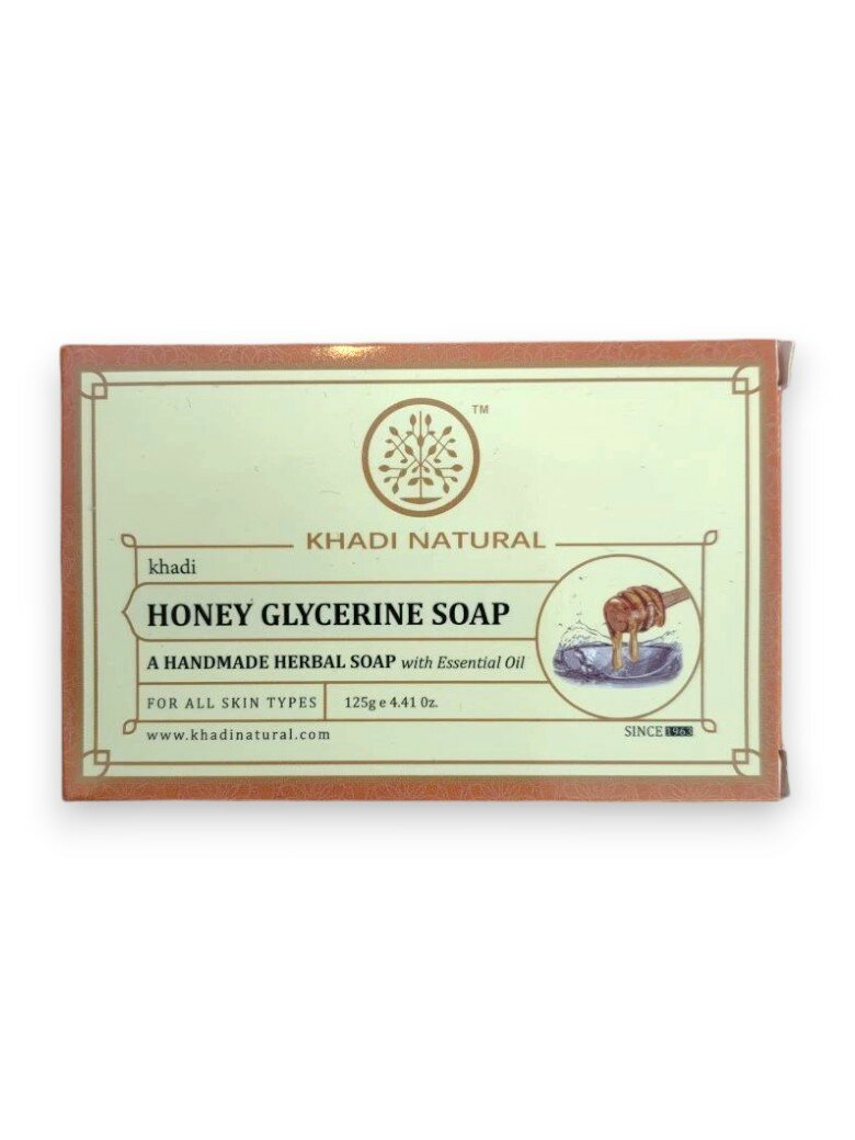 HONEY Glycerine Soap Khadi (Глицериновое мыло ручной работы МЕД, Кхади), в коробочке 125 г.