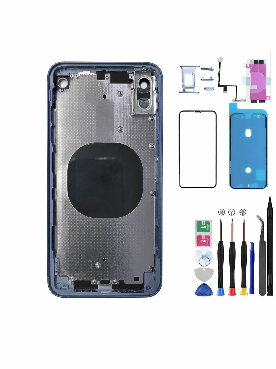 DIY комплект задней крышки, совместим с iPhone XS до 17 Pro-синий