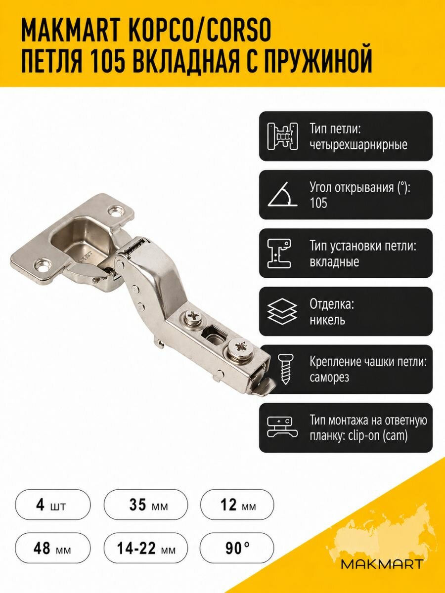Вкладная мебельная петля
