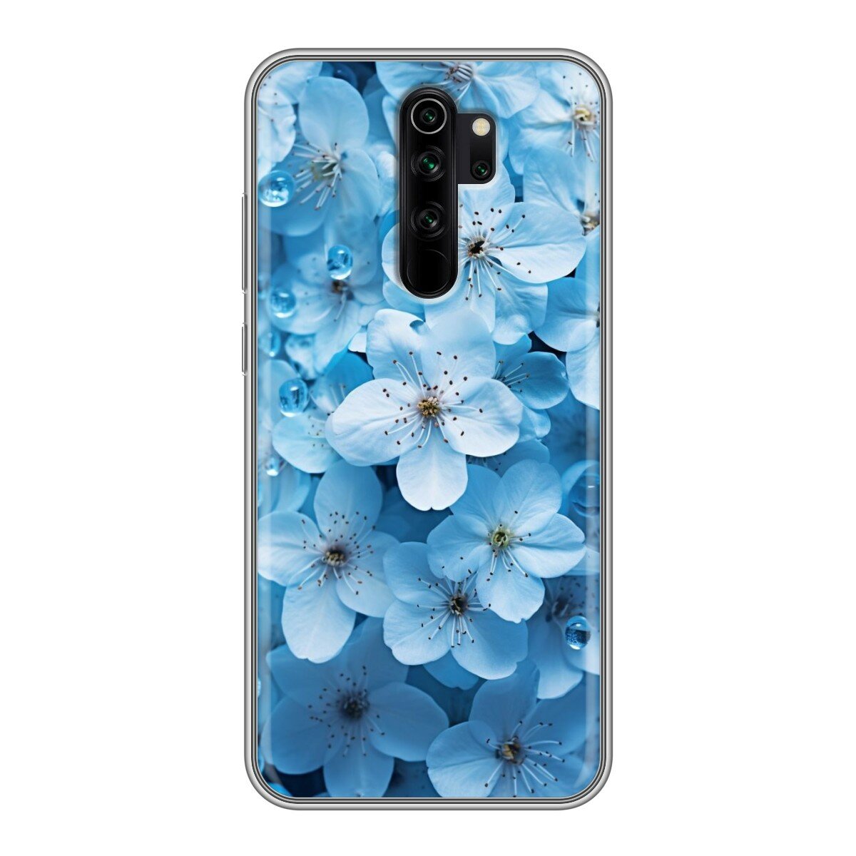 Чехол для Xiaomi RedMi Note 8 Pro с принтом Голубые цветочки (Сяоми Редми Ноут 8 Про)
