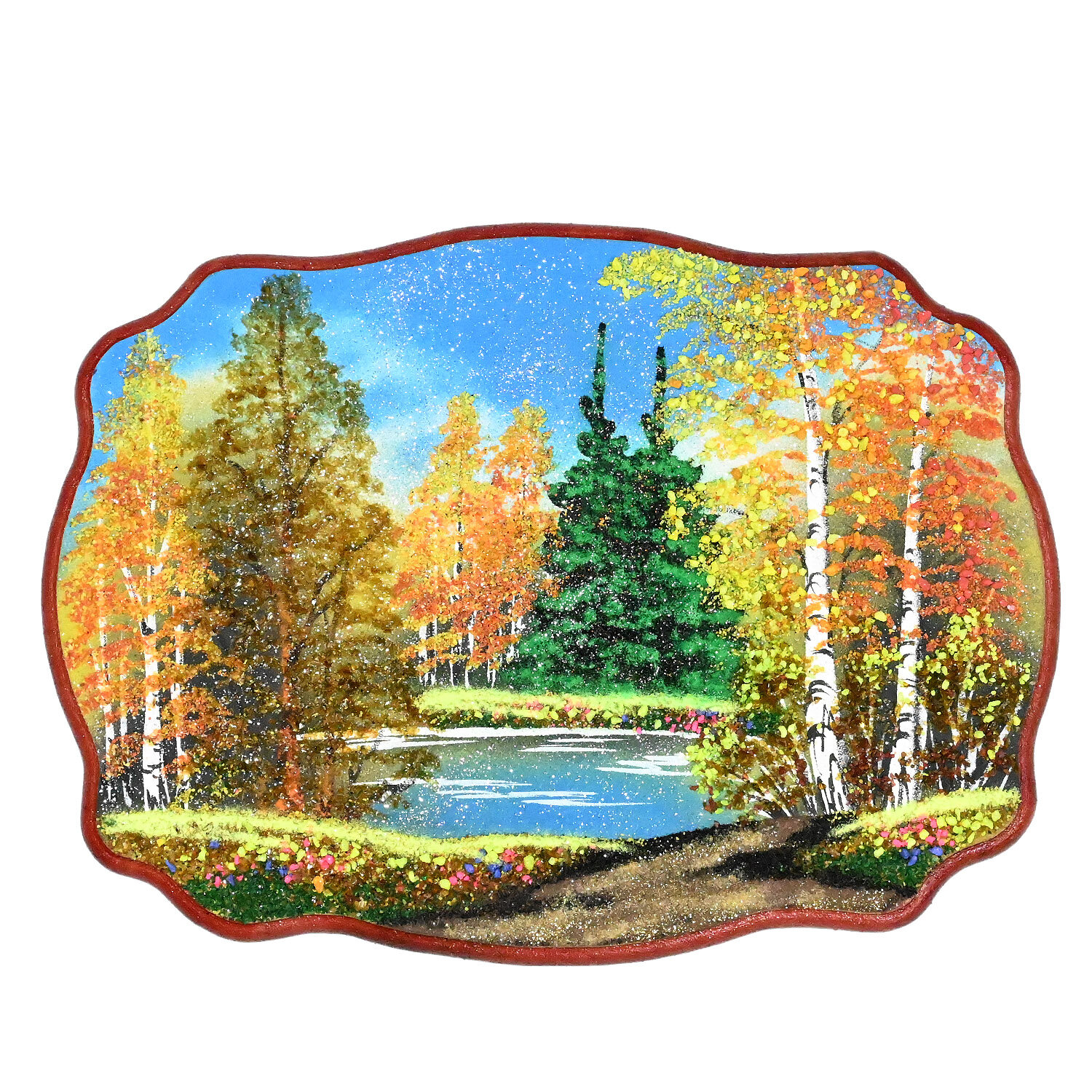 Картина с рисунком из камня, осень прямоугольное 33*24см, 490г