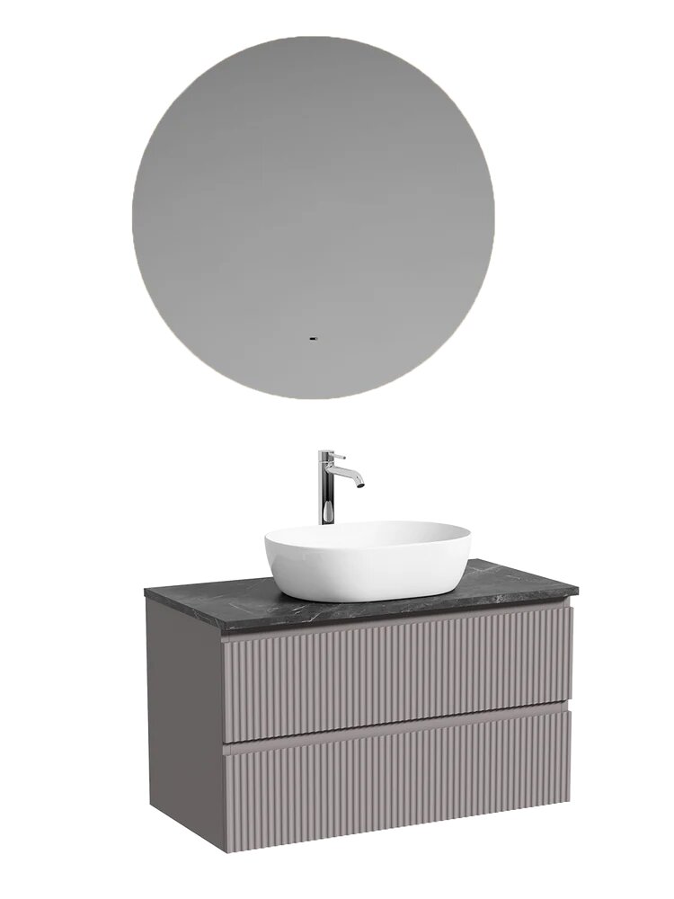 Мебель для ванной комнаты Sancos Сноб Р (Snob R) 90 пыльная роза (doha soft), со столешницей TT90A1X, раковина CN5010