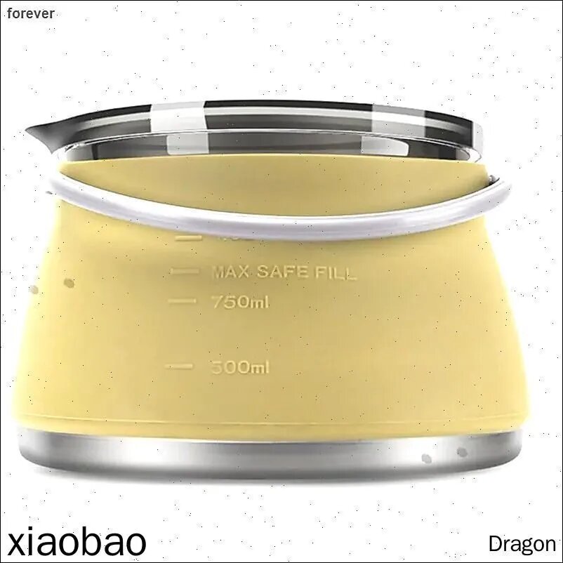 Кастрюля походная складная силиконовая со стальным дном,1000ml.