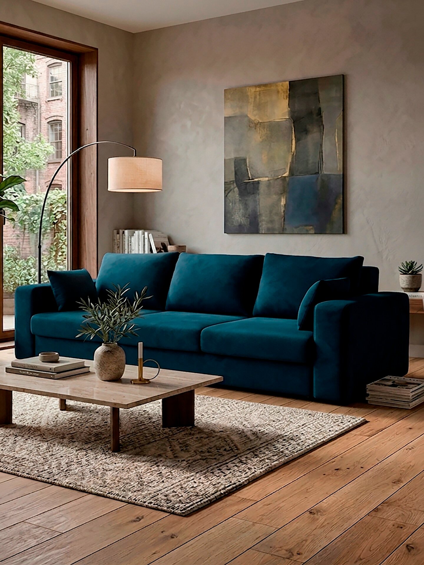 Диван Ливерпуль Лайт Velutto 54 NEW 230x94x80 см, синий Велютто, еврокнижка GOODFORM
