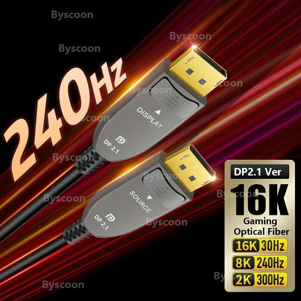 Byscoon Видеокабель DisplayPort/DisplayPort, 8 м, черный