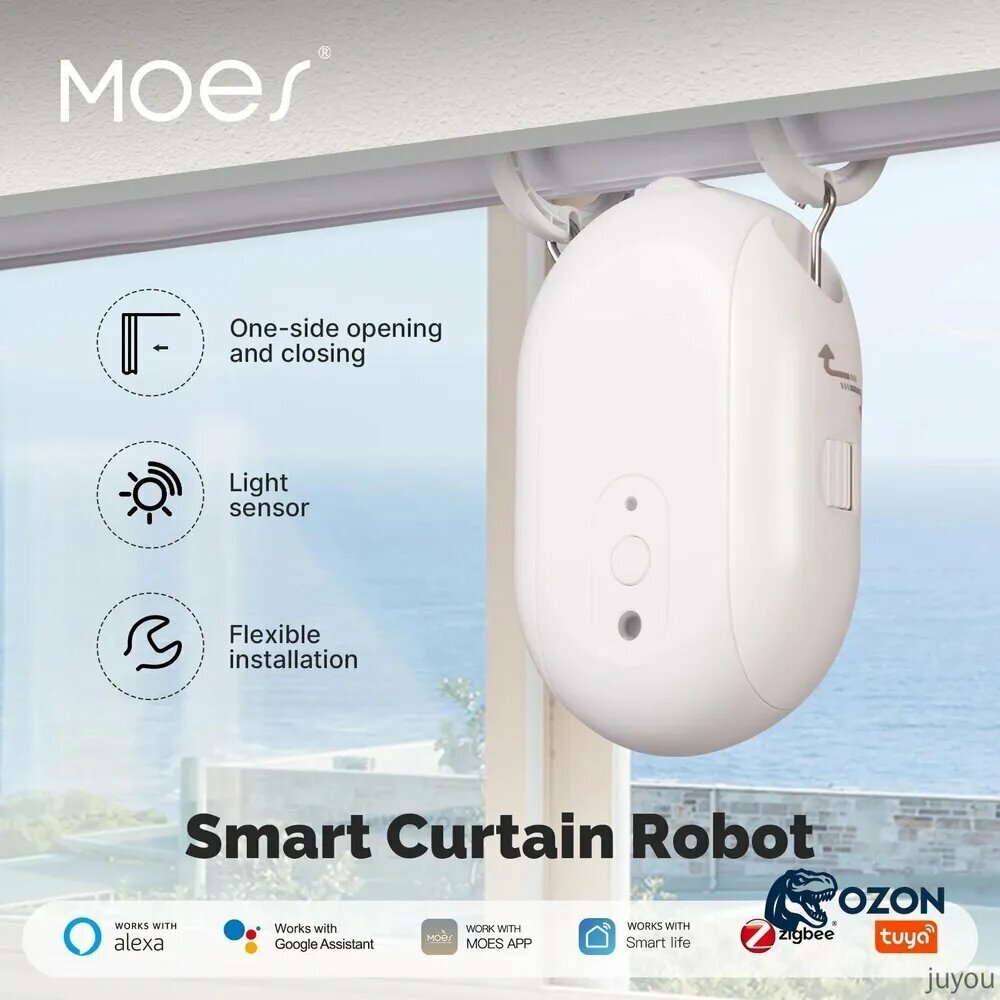 MOES Tuya ZigBee Умный электрический робот-штородержатель с синхронизацией, автоматическим открыванием, закрывателем, датчиком освещенности, приложением, пультом дистанционного управления